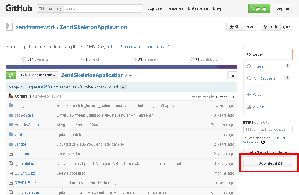 Start a New Zend Framework 2 Project
